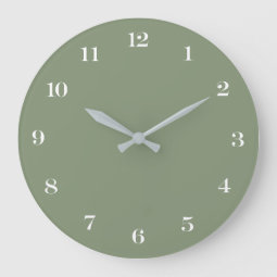 Modern Minimalist Chic Sage Green and White Large Clock | Zazzle