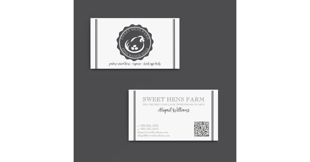 Modern Minimalist Chicken Eggs QR Code Business Card | Zazzle
