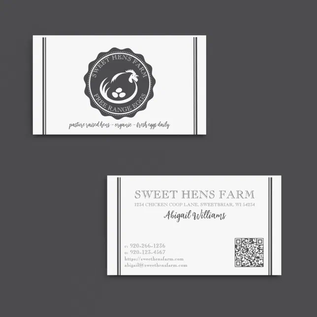 Modern Minimalist Chicken Eggs QR Code Business Card | Zazzle
