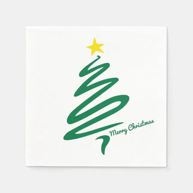 Modern & Minimalist Christmas Tree Swoosh Paper Napkins | Zazzle