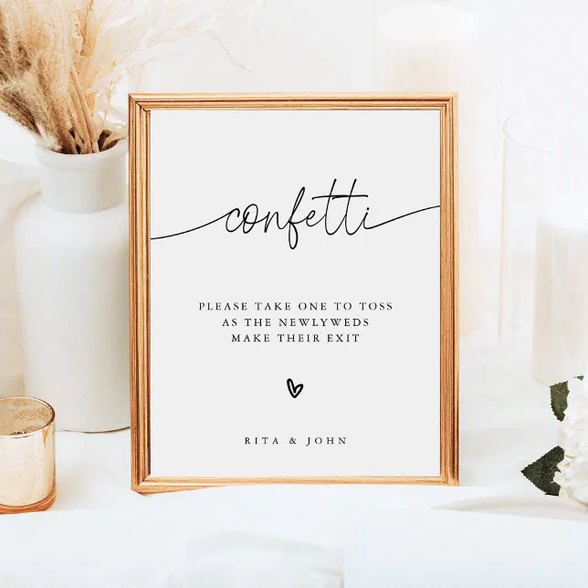 Modern Minimalist Confetti Send Off Wedding Sign | Zazzle