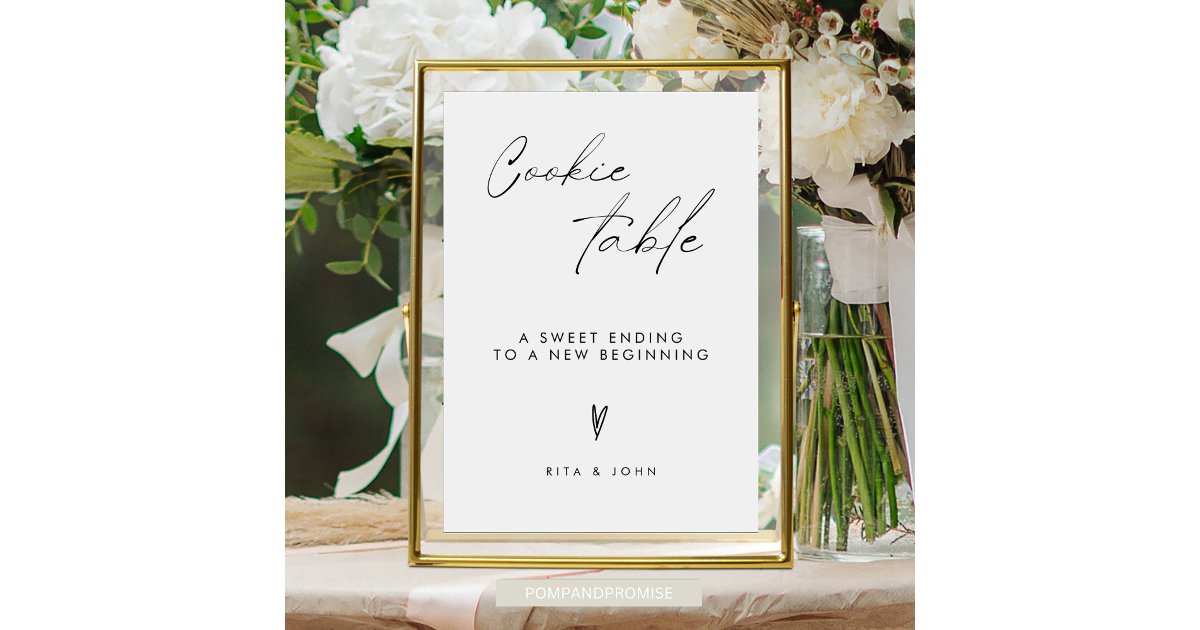 Modern Minimalist Cookie Table Wedding Sign | Zazzle