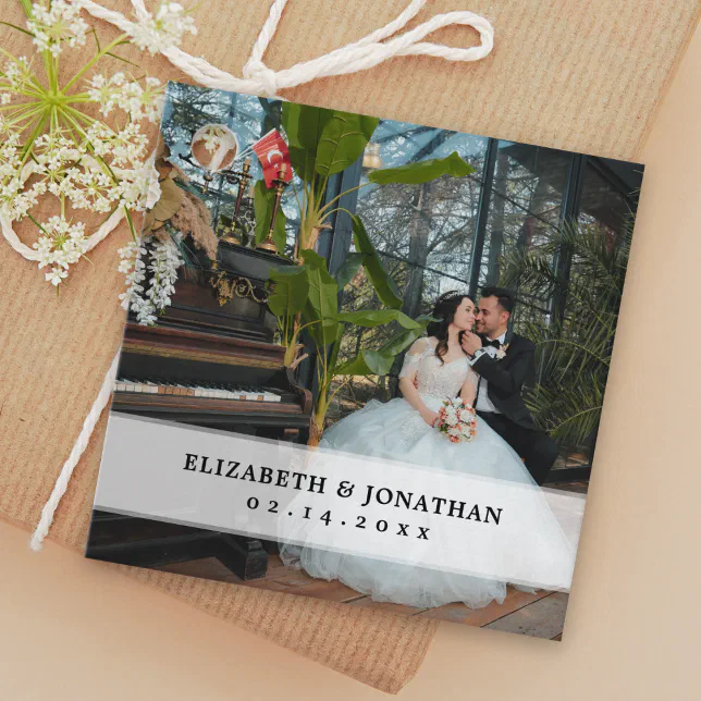 Modern Minimalist Couple Photo Collage Wedding Favor Tags | Zazzle