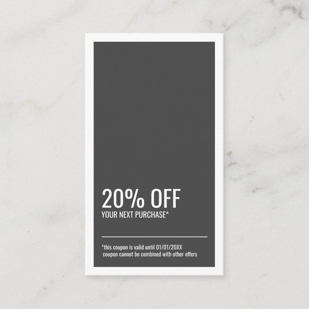 Modern Minimalist Coupon Discount Business Card | Zazzle