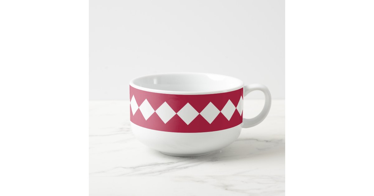 Modern Minimalist Crimson Red Geometric Pattern Soup Mug | Zazzle