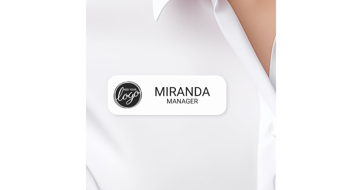 Modern Minimalist Custom Business Logo Name Tag | Zazzle