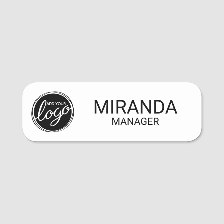Modern Minimalist Custom Business Logo Name Tag | Zazzle