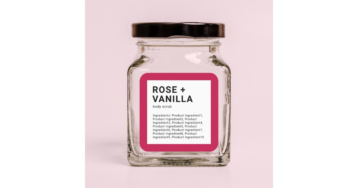 Modern Minimalist Custom Color Ingredients List Square Sticker | Zazzle