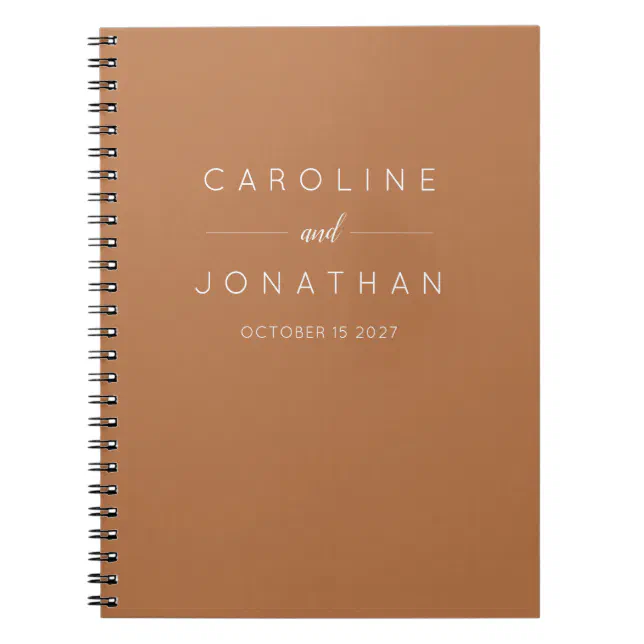 Modern Minimalist Custom Wedding Terracotta Notebook | Zazzle