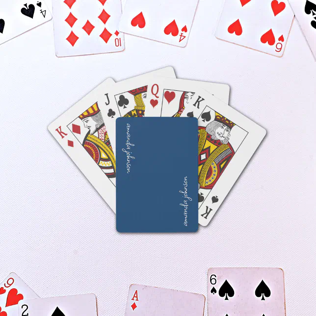Modern Minimalist Dark Navy Blue Monogram Poker Cards | Zazzle
