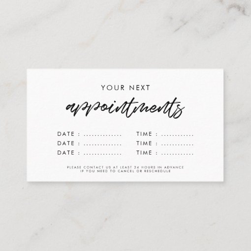 Modern minimalist dates reminder business appointment card | Zazzle