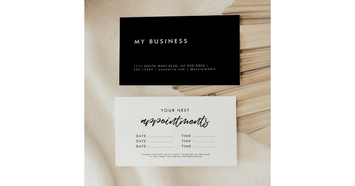Modern minimalist dates reminder business appointment card | Zazzle