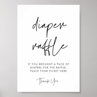 Modern Minimalist Diaper Raffle sign | Zazzle