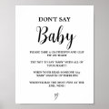 Modern minimalist don't say baby baby shower game poster | Zazzle