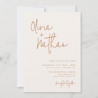 Modern Minimalist Earthy Wedding Invitation | Zazzle