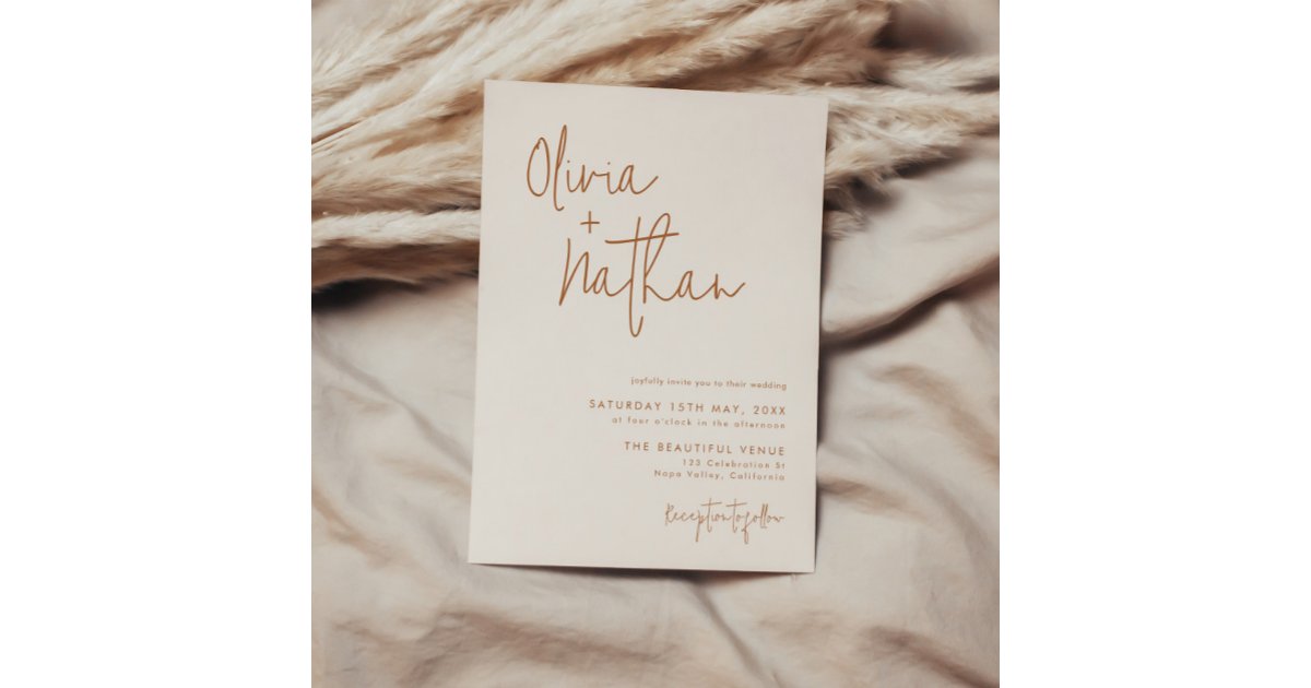 Modern Minimalist Earthy Wedding Invitation | Zazzle
