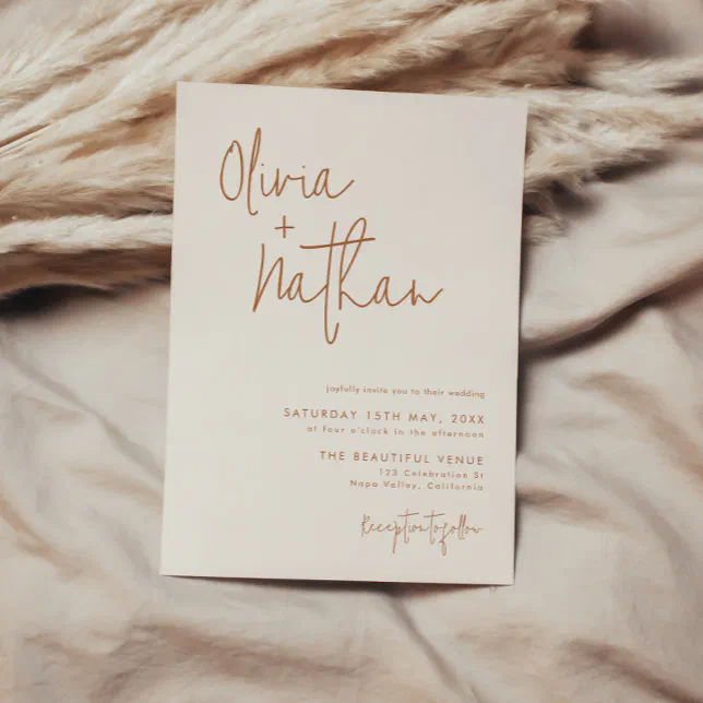 Modern Minimalist Earthy Wedding Invitation | Zazzle