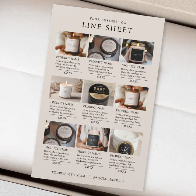 Modern Minimalist Elegant Beige Product Line Sheet | Zazzle