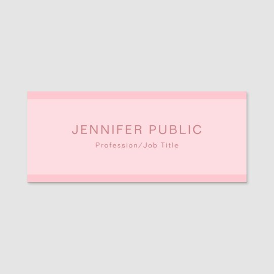 Modern Minimalist Elegant Blush Pink Simple Design Name Tag | Zazzle.com