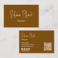 Modern Minimalist | Elegant Brown & QR Code Business Card | Zazzle