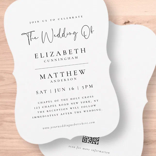 Modern Minimalist Elegant Chic Simple Wedding Invitation | Zazzle