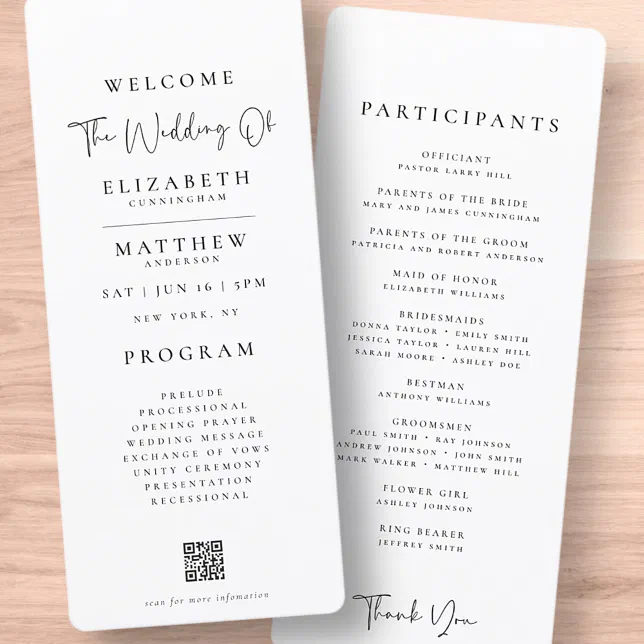 Modern Minimalist Elegant Chic Simple Wedding Program | Zazzle