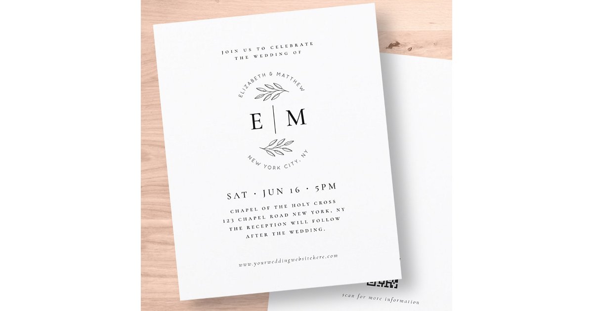 Modern Minimalist Elegant Chic Wedding Invitation | Zazzle