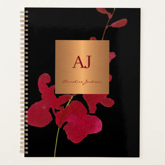 Modern minimalist elegant glam floral girly gold planner | Zazzle