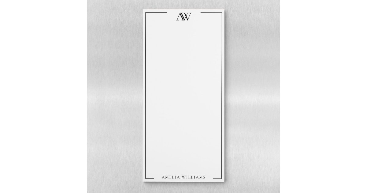 Modern Minimalist Elegant Monogram Magnetic Notepad | Zazzle