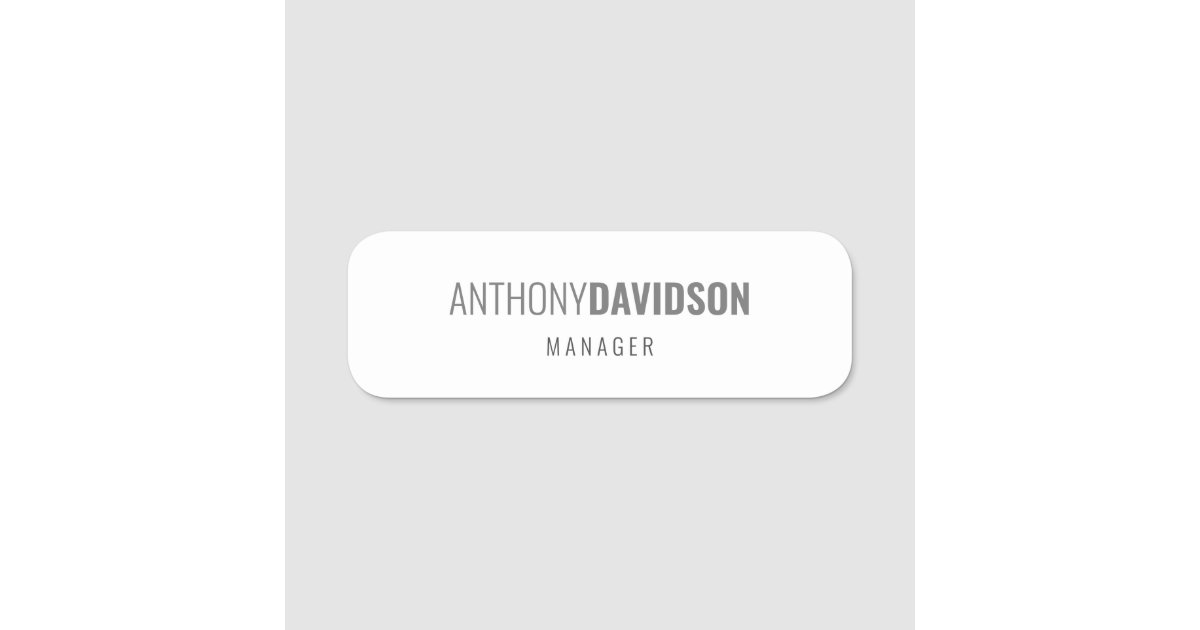 Modern Minimalist Elegant Professional Name Tag | Zazzle