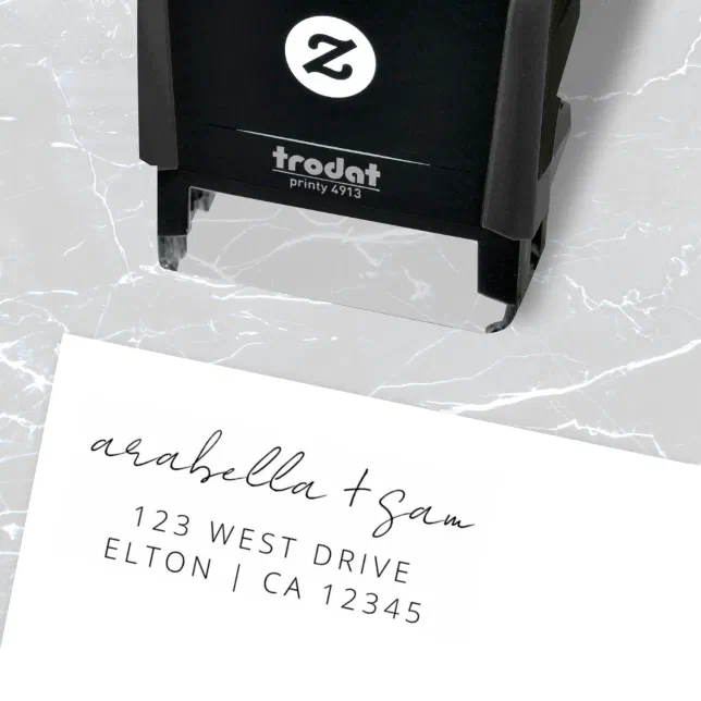 Modern Minimalist | Elegant Script Wedding Address Self-inking Stamp ...