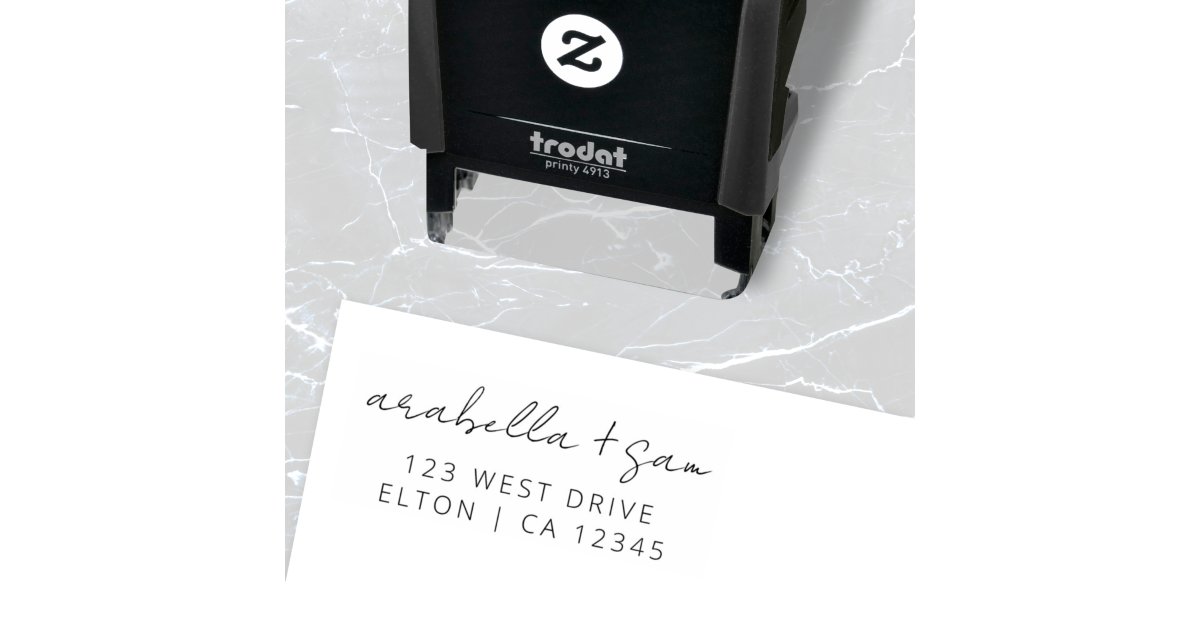Modern Minimalist | Elegant Script Wedding Address Self-inking Stamp ...