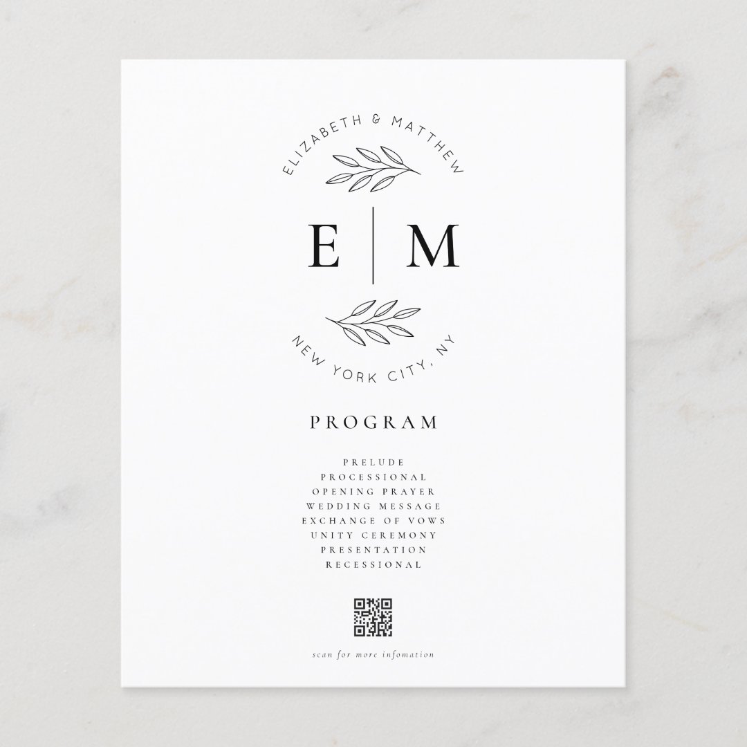 Modern Minimalist Elegant Simple Wedding Program | Zazzle