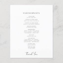 Modern Minimalist Elegant Simple Wedding Program | Zazzle