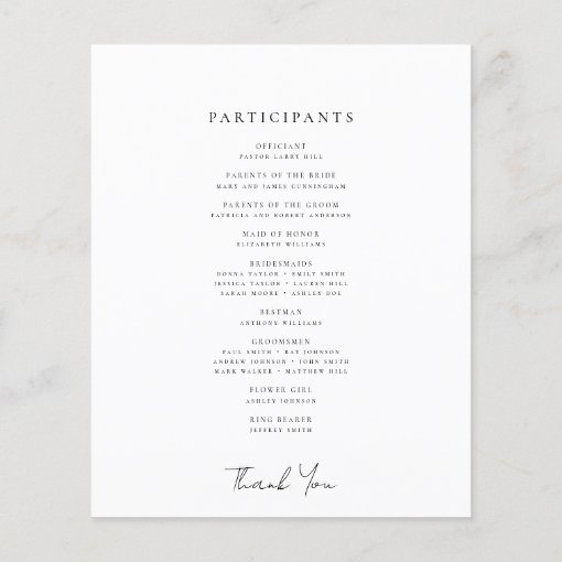 Modern Minimalist Elegant Simple Wedding Program | Zazzle
