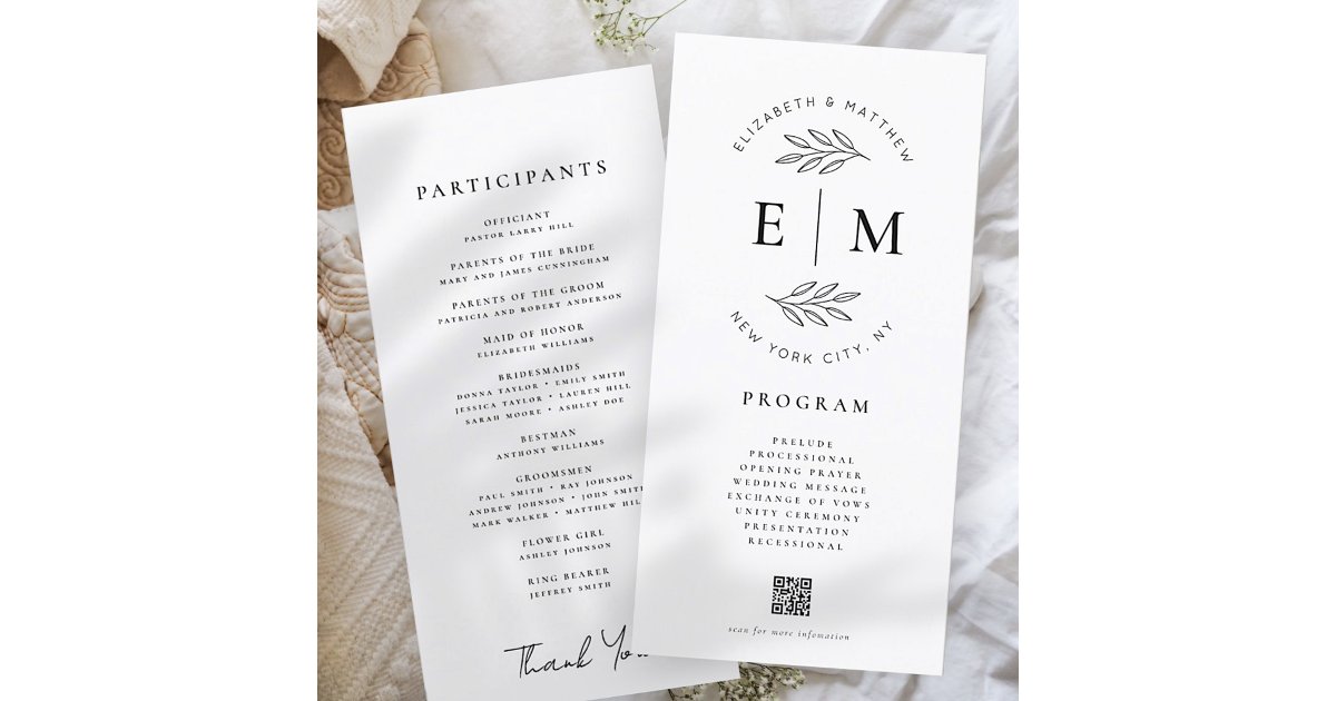 Modern Minimalist Elegant Simple Wedding Program | Zazzle