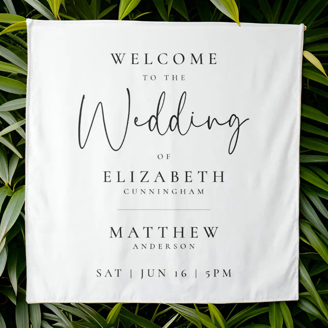 Modern Minimalist Elegant Simple Wedding Welcome Tapestry | Zazzle