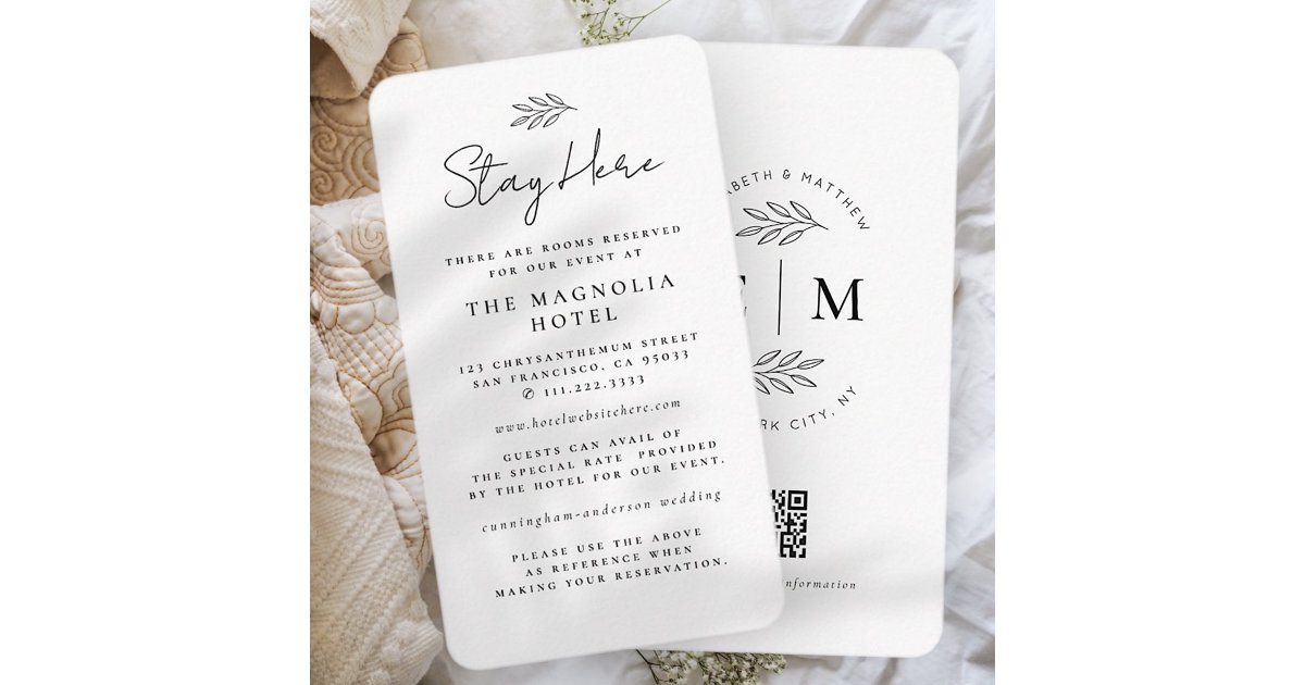 Modern Minimalist Elegant Wedding Accommodation Enclosure Card | Zazzle