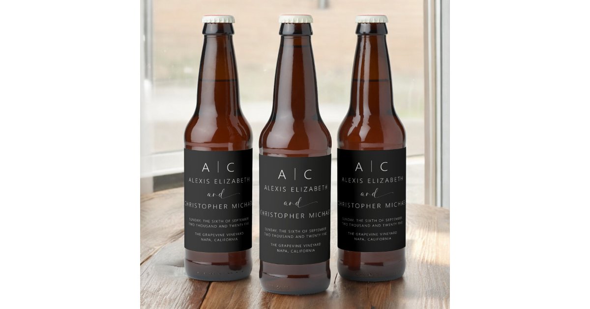 Modern Minimalist Elegant Wedding Liquor Bottle Label | Zazzle