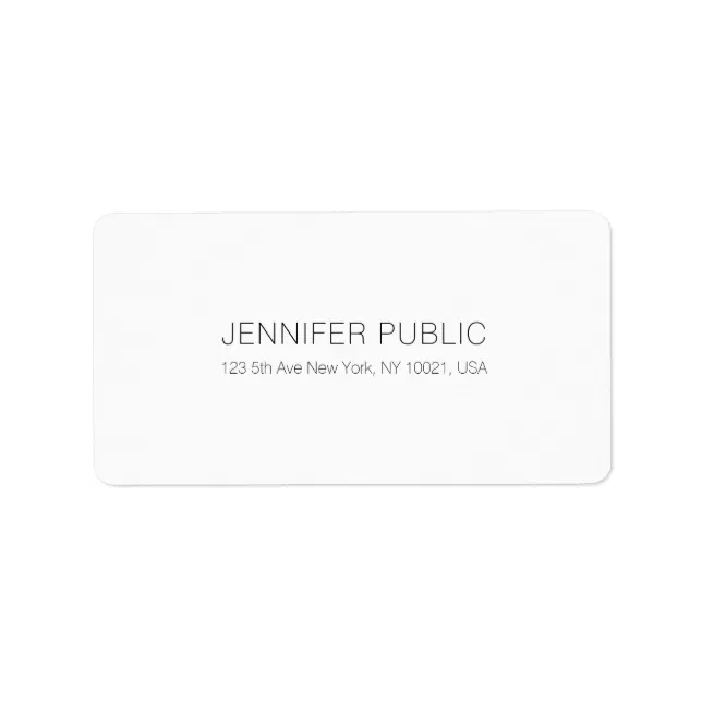 Modern Minimalist Elegant White Professional Plain Label | Zazzle