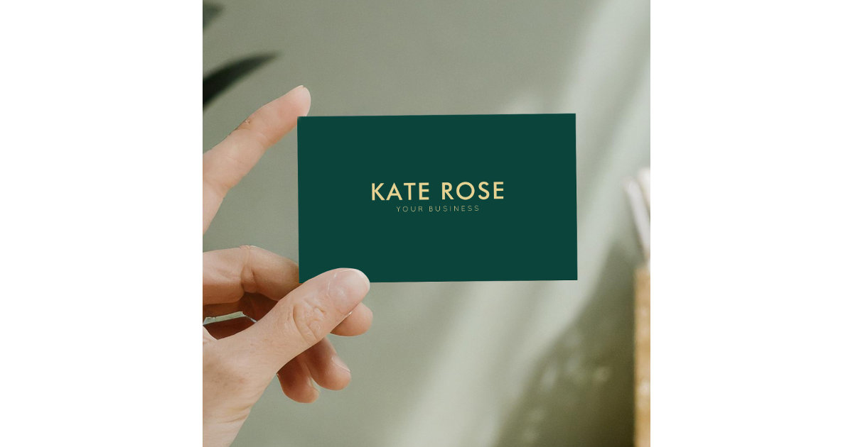 Modern Minimalist Emerald Green Business Card | Zazzle