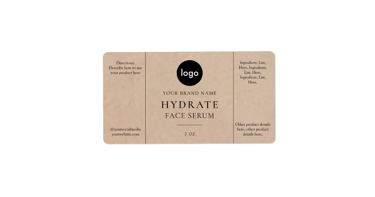Modern Minimalist Face Serum Label | Zazzle