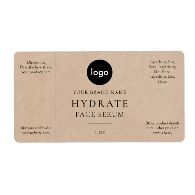 Modern Minimalist Face Serum Label | Zazzle