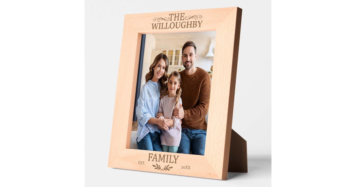 Modern Minimalist Family Est. Photograph Engraved Frames | Zazzle