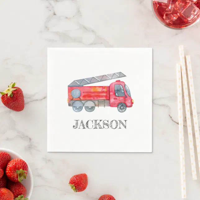 Modern Minimalist Fireman birthday Party Napkins | Zazzle