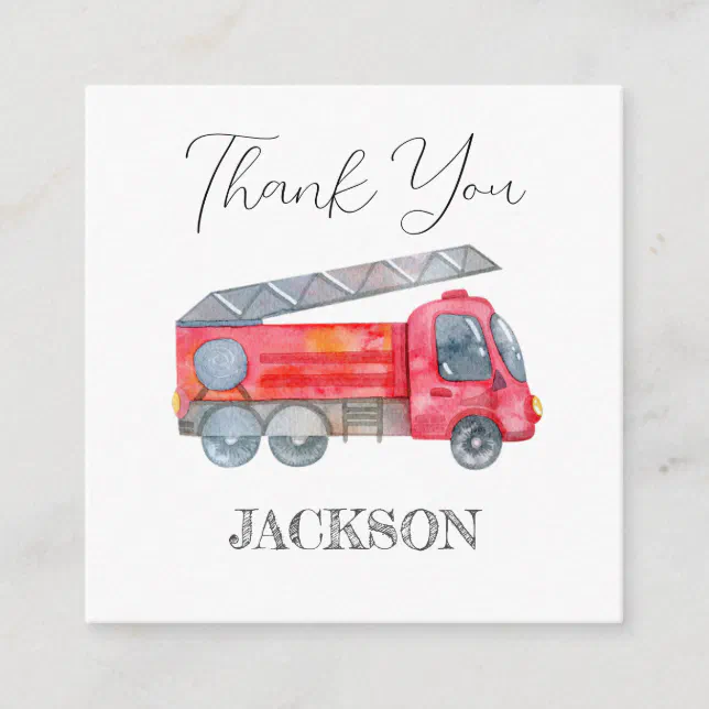 Modern Minimalist Fireman birthday Party Thank You Enclosure Card | Zazzle