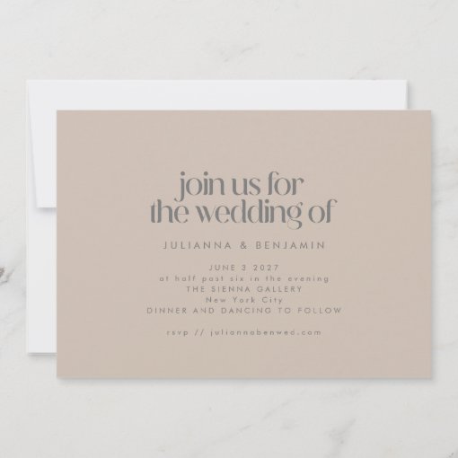 Modern Minimalist Geometric Blush Beige Wedding Invitation | Zazzle