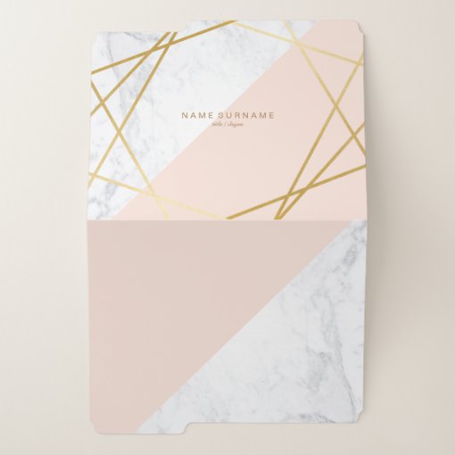 Modern Minimalist Geometric Pattern Marble Gold File Folder | Zazzle
