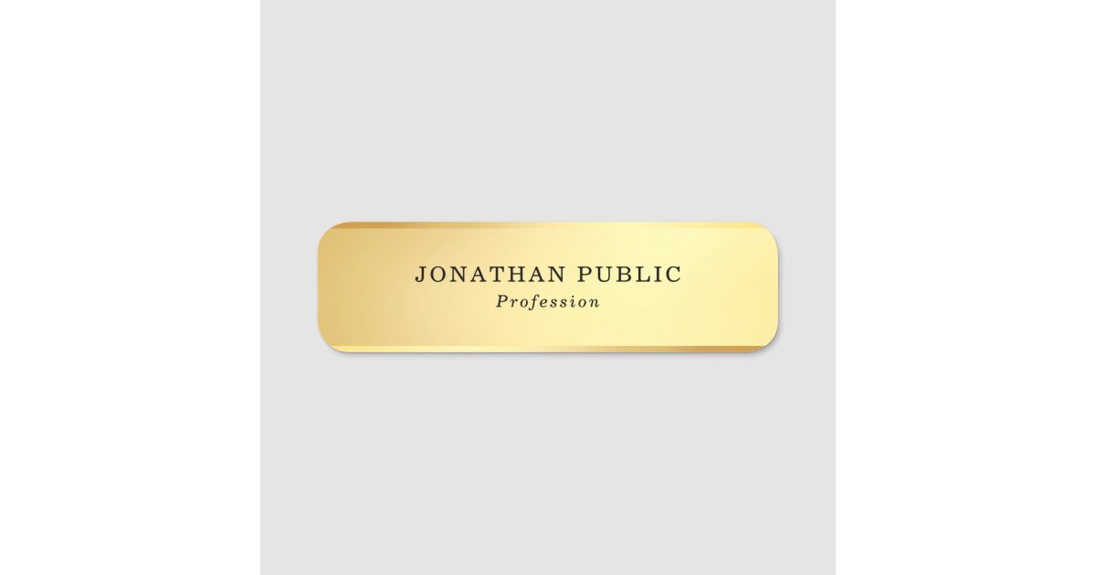 Modern Minimalist Glamour Gold Template Elegant Name Tag | Zazzle