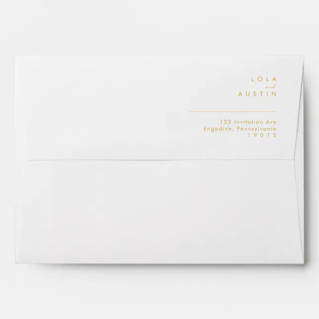 Modern Minimalist Gold Font Wedding Invitation Envelope | Zazzle